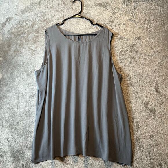 Eileen Fisher | Tops | Eileen Fisher Rye Silk Georgette Crepe Long ...